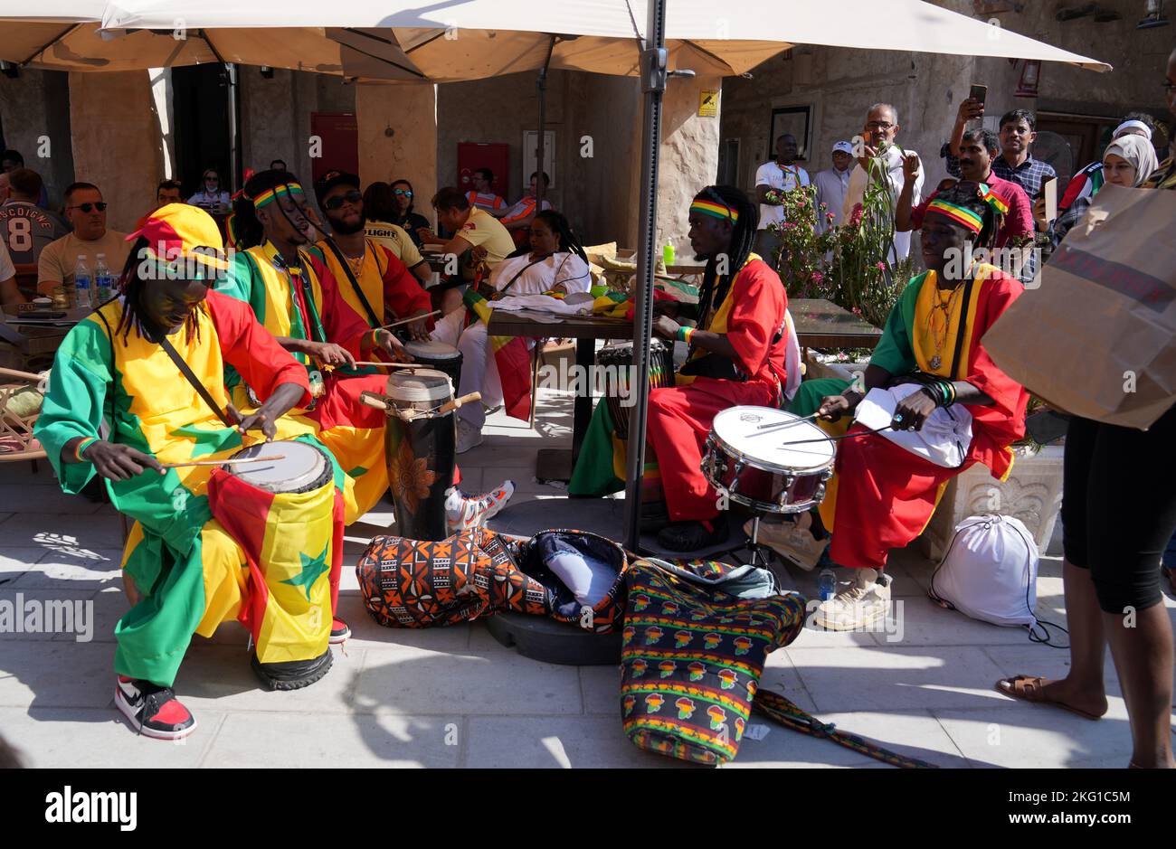 Senegal fans in the Souq Waqif area of Doha, Qatar, during the FIFA ...