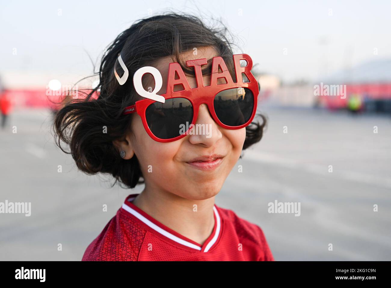 Fans gathered outside of the Al Bayt Stadium and were ready to watch ...