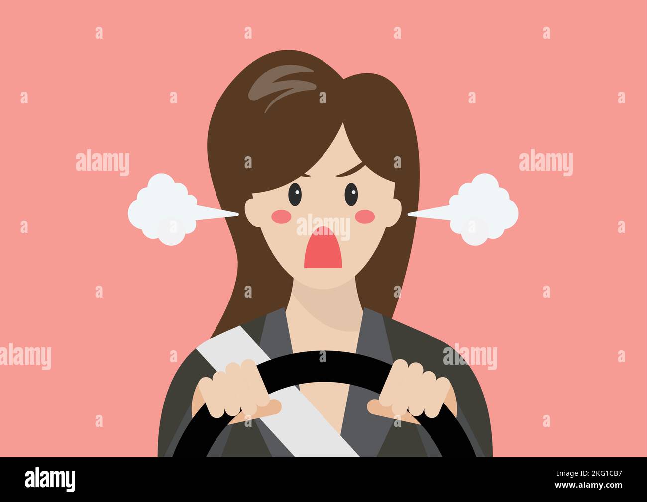 Furious business woman driving a car. vector illustration Stock Vector ...