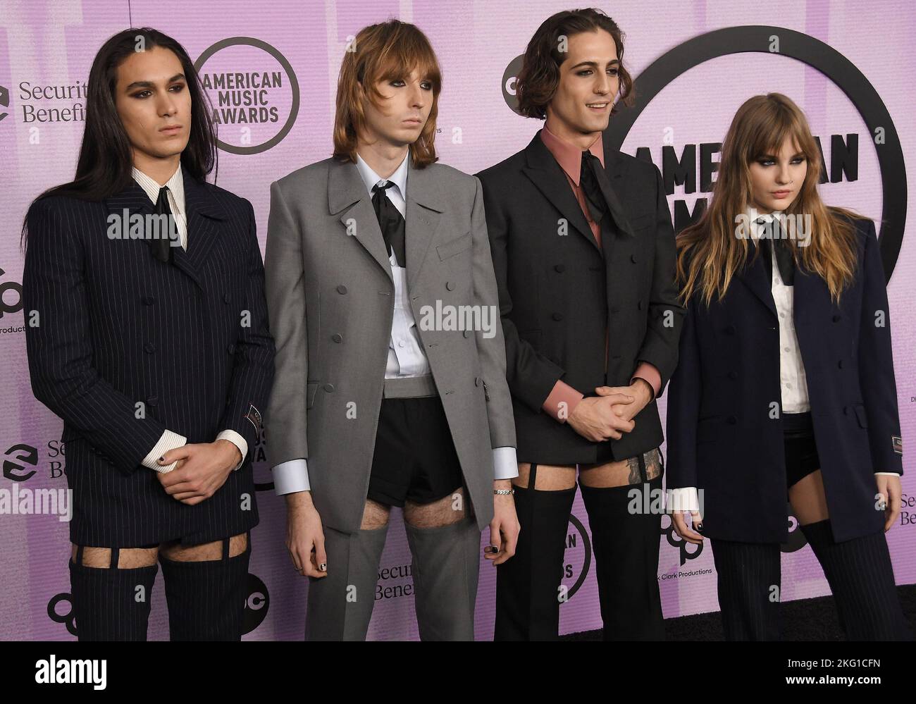 Los Angeles, USA. 20th Nov, 2022. (L-R) Måneskin - Ethan Torchio, Thomas Raggi, Damiano David ...