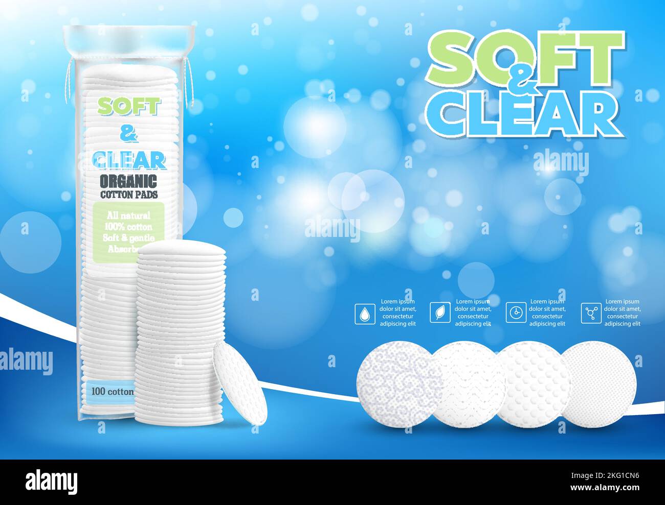 Cosmetic cotton pads advertising poster design template, vector ...