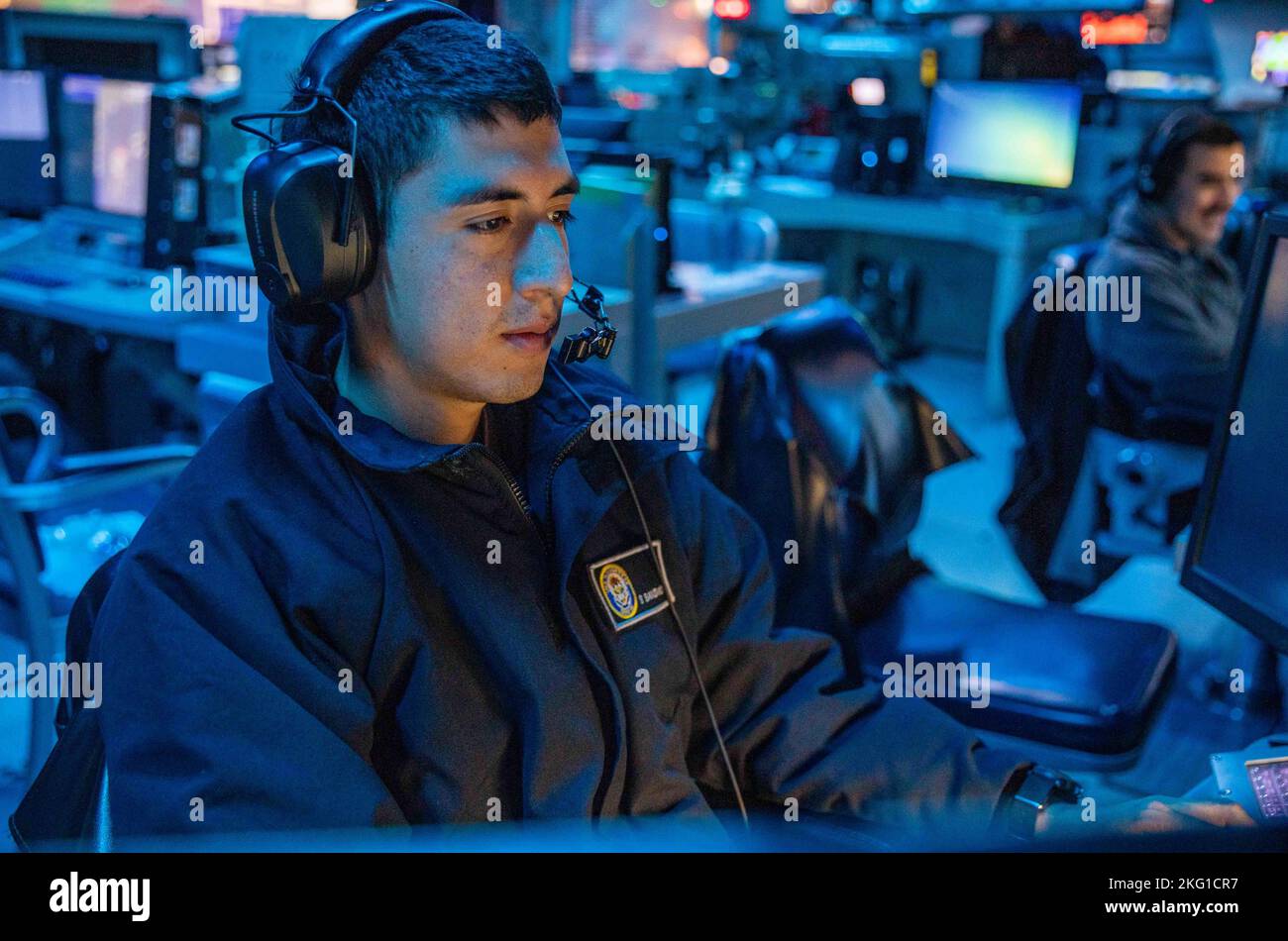 BALTIC SEA (Oct. 22, 2022) Fire Controlman Aegis 2nd Class Steven Bayassanchez stands watch in ...