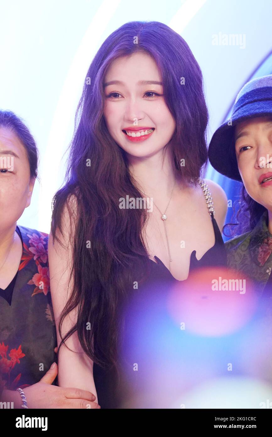 Chinese actress and singer Yu Shuxin attended an activity in a black ...