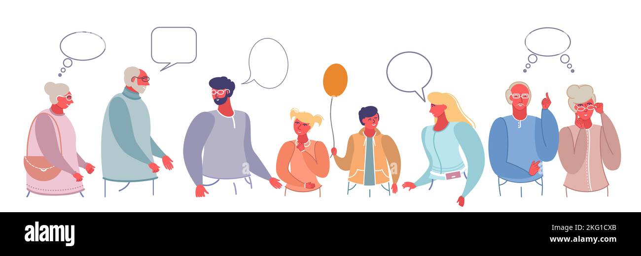 Family discussion vector flat style design illustration. Grandparents ...