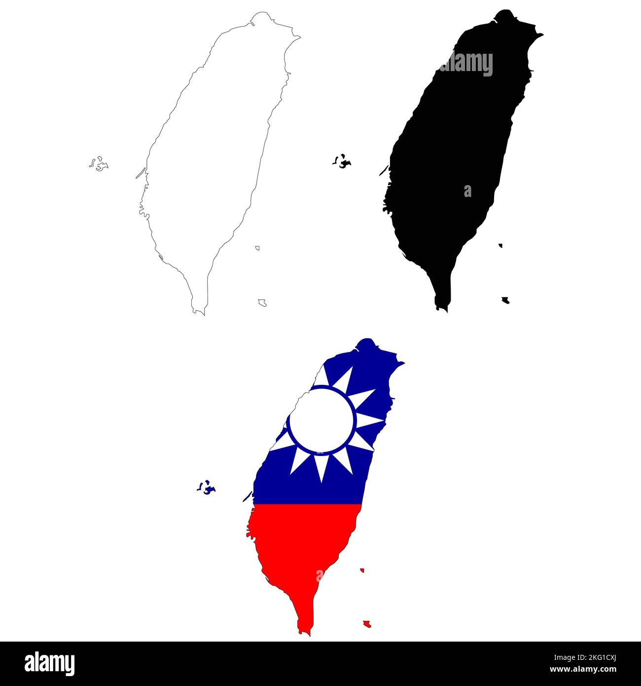 Map Taiwan on white background. Taiwan Map Outline. Taiwan vector map ...