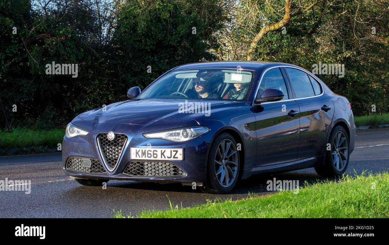 2016 blue diesel engine Alfa Romeo Giulia Stock Photo - Alamy