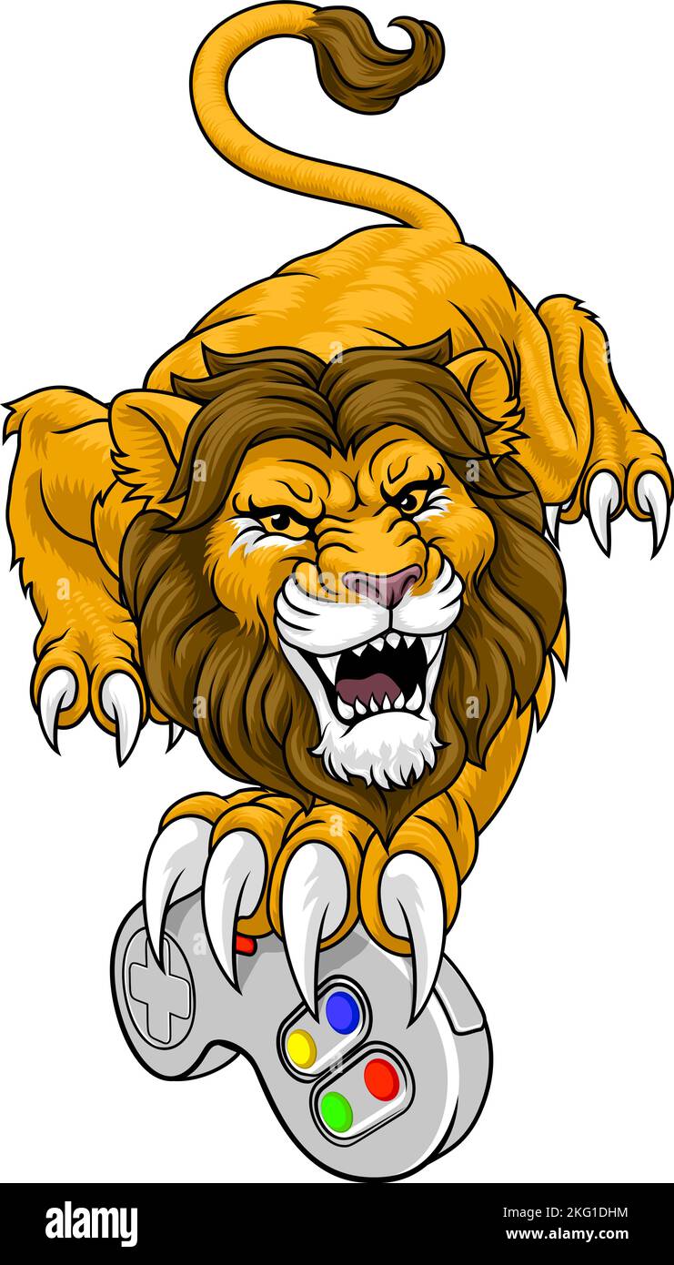 Lion Gamer Video Game Animal Sports Team Mascot Stock Vector Image ...