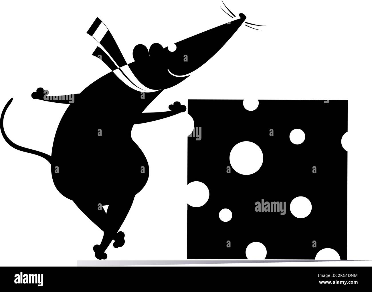 Cute rat or mouse holding a piece of cheese. Cartoon rat or mouse with ...