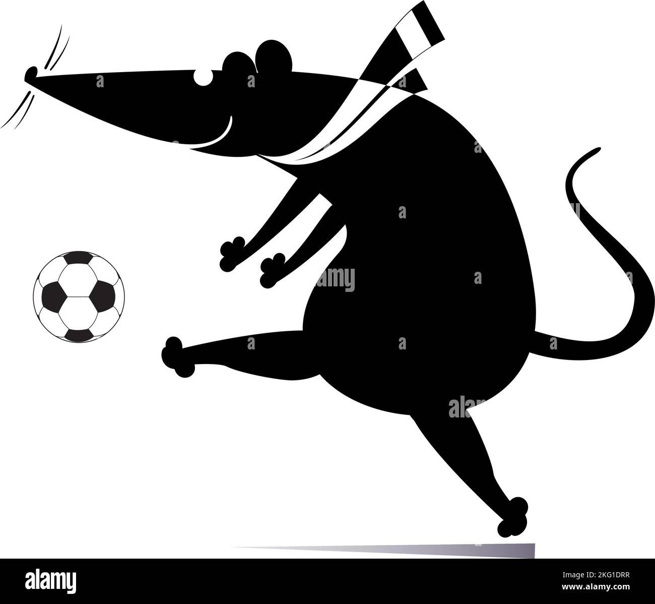 Illustration of rat or mouse playing football. Cartoon rat or mouse ...