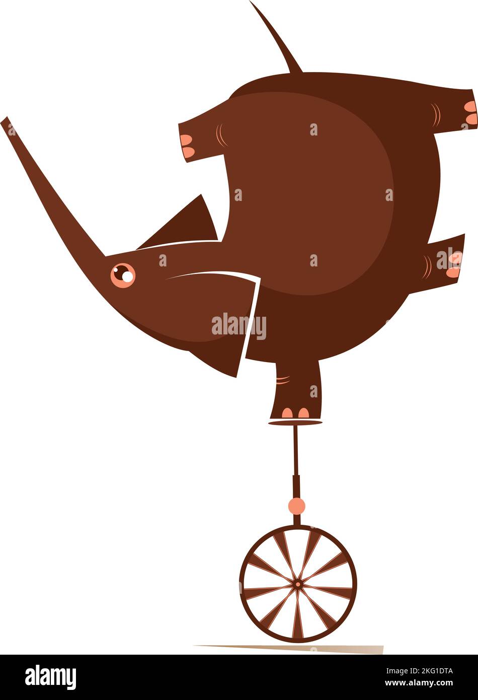 Cartoon elephant balances on the unicycle illustration. Funny elephant ...