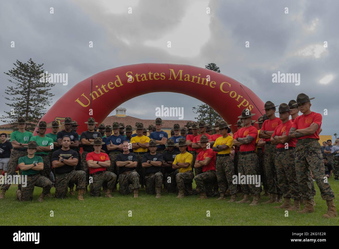 U.S. Marines with Marine Corps Recruit Depot (MCRD) San Diego, pose for ...