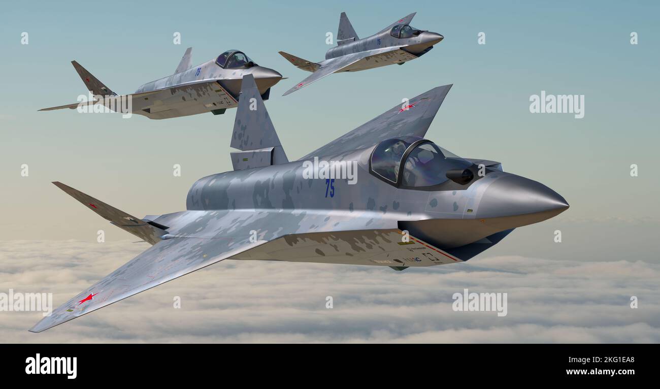 Sukhoi Su-75 Checkmate-3D Illustration Stock Photo - Alamy