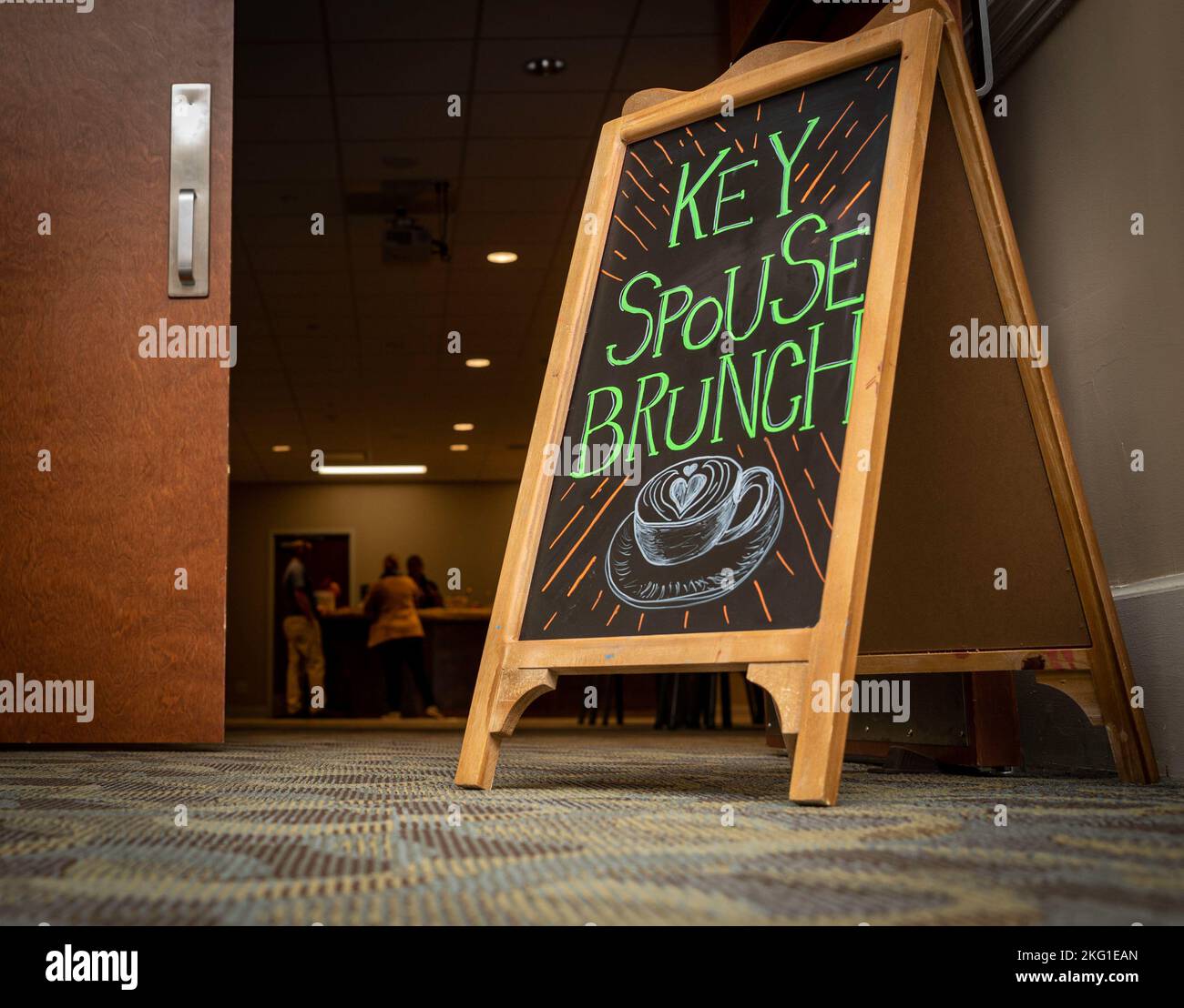 Col. Lucas Teel, 4th Fighter Wing commander, speaks at a key spouse’s ...