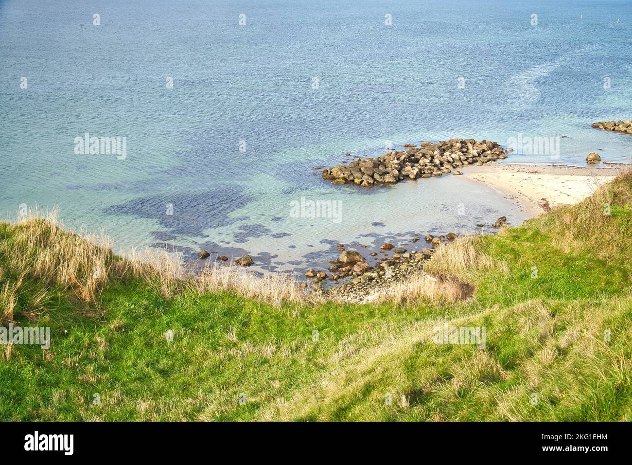 Hundested, Denmark on the cliff overlooking the sea. Baltic Sea coast ...