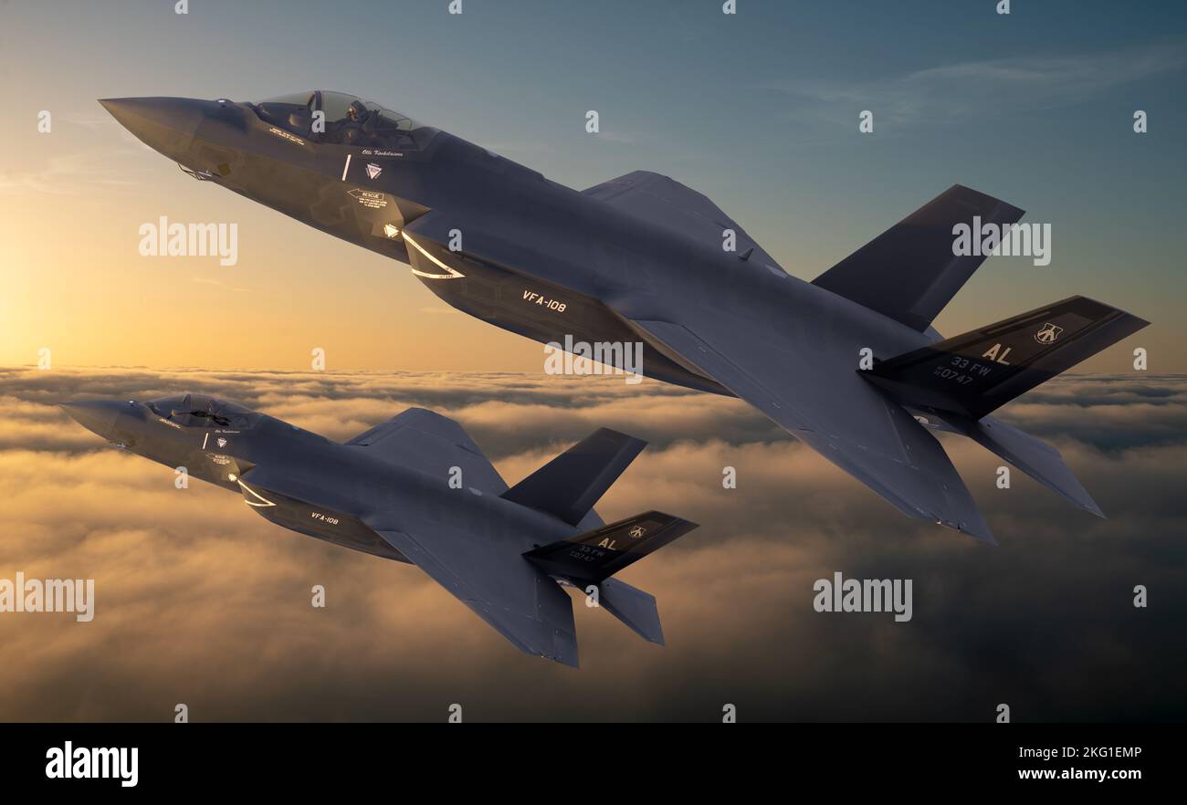 F-35 Modern fifth-generation combat aircraft-3D Illustration Stock ...