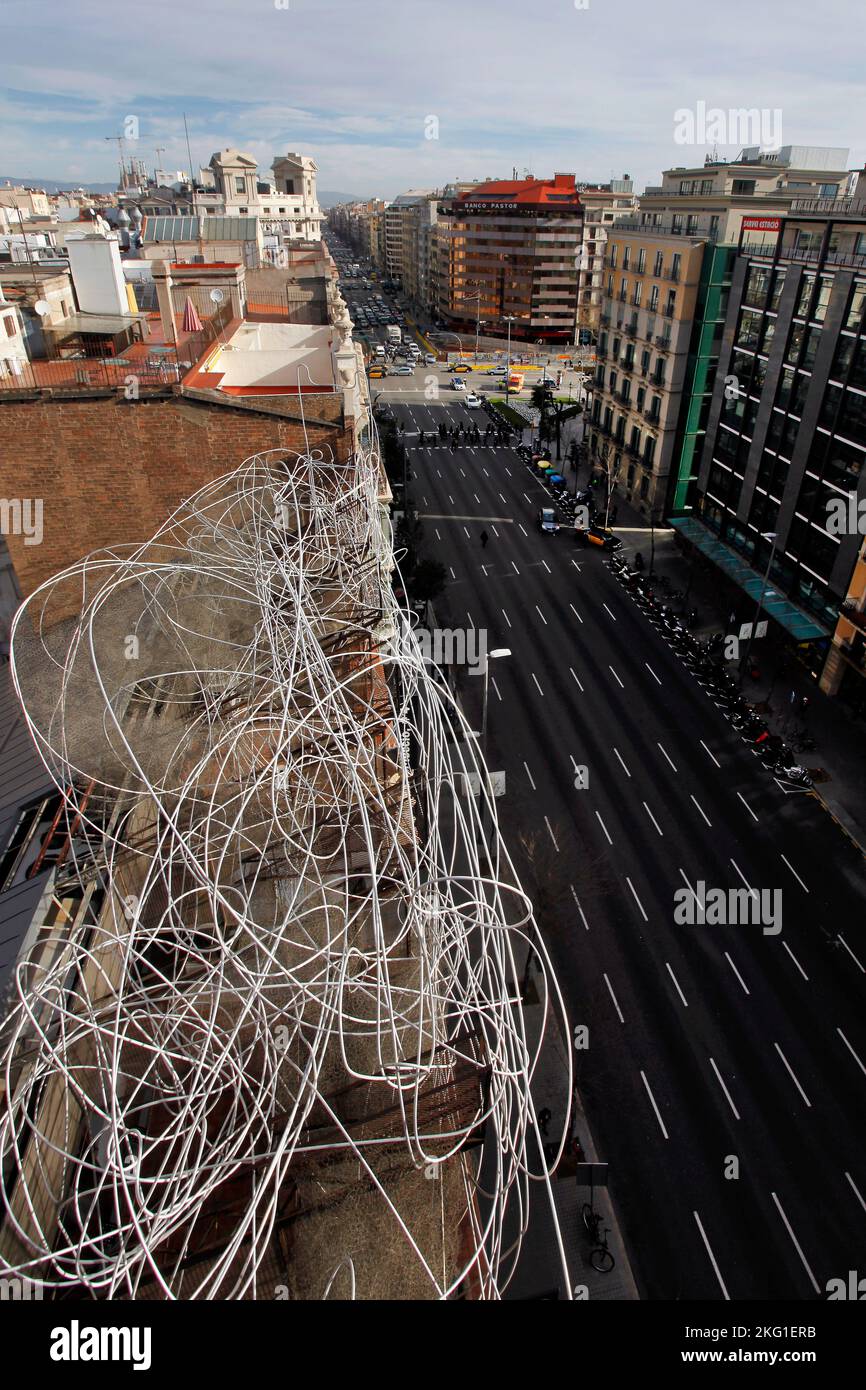 The Antoni Tapies Foundation building. View from the top with the iron ...
