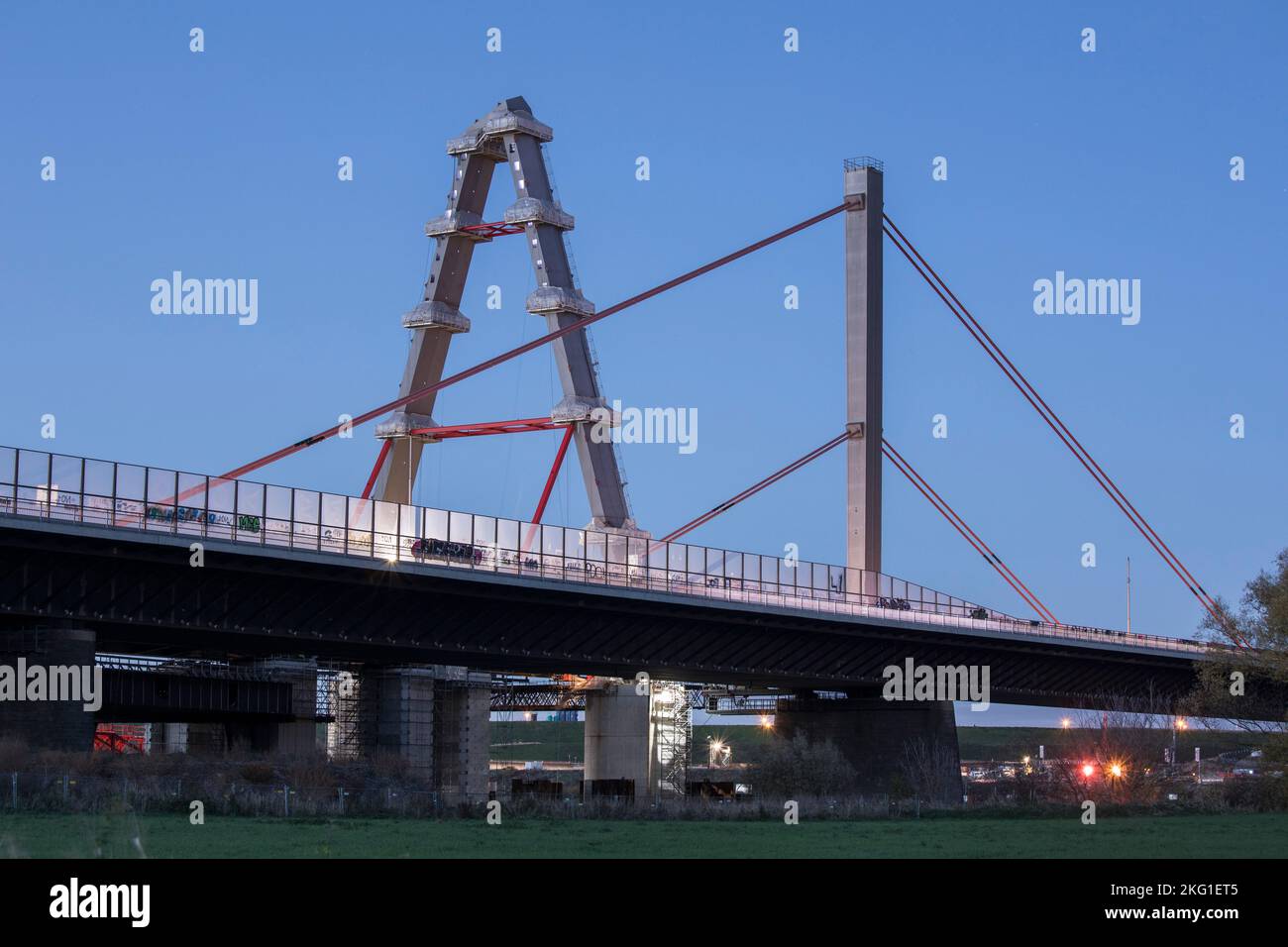 construction site of the new river Rhine bridge of the Autobahn A1 ...