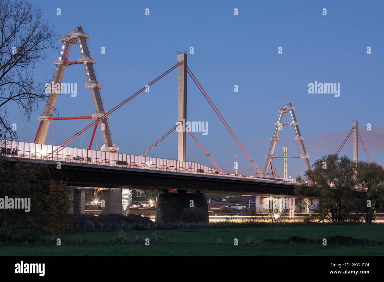construction site of the new river Rhine bridge of the Autobahn A1 ...
