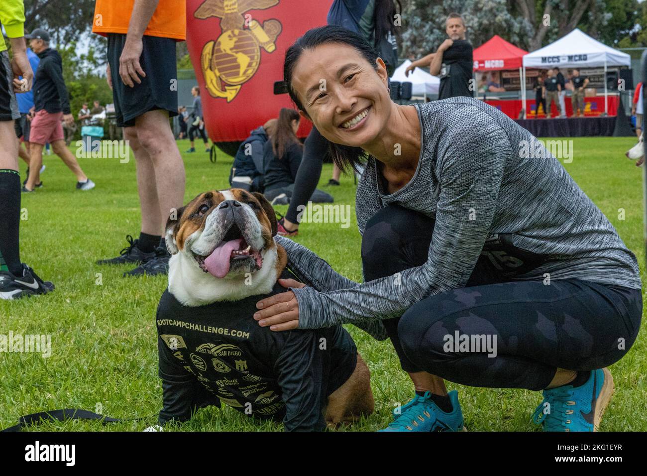 U.S. Marine Corps Cpl. Manny, the mascot for Marine Corps Recruit Depot ...