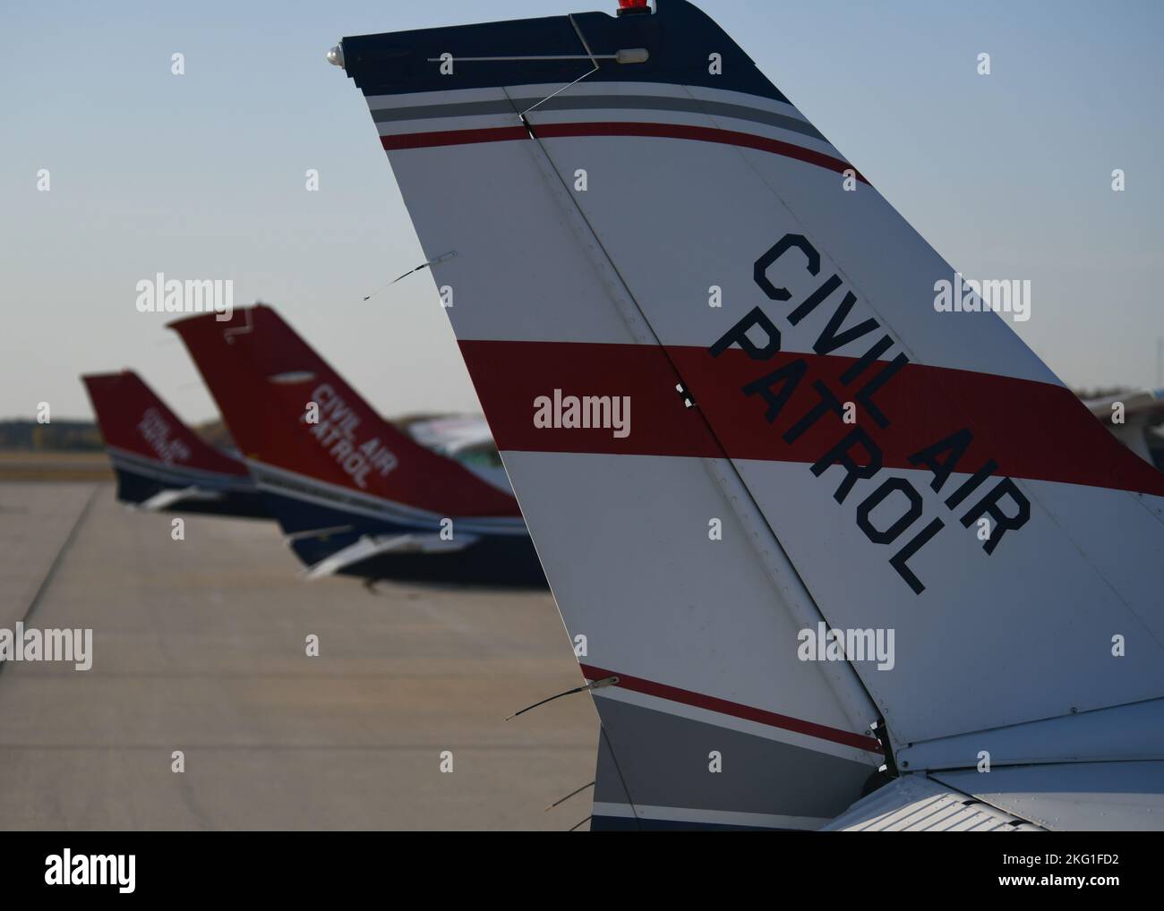 Michigan Wing Civil Air Patrol aircraft sit on the flightline during a ...