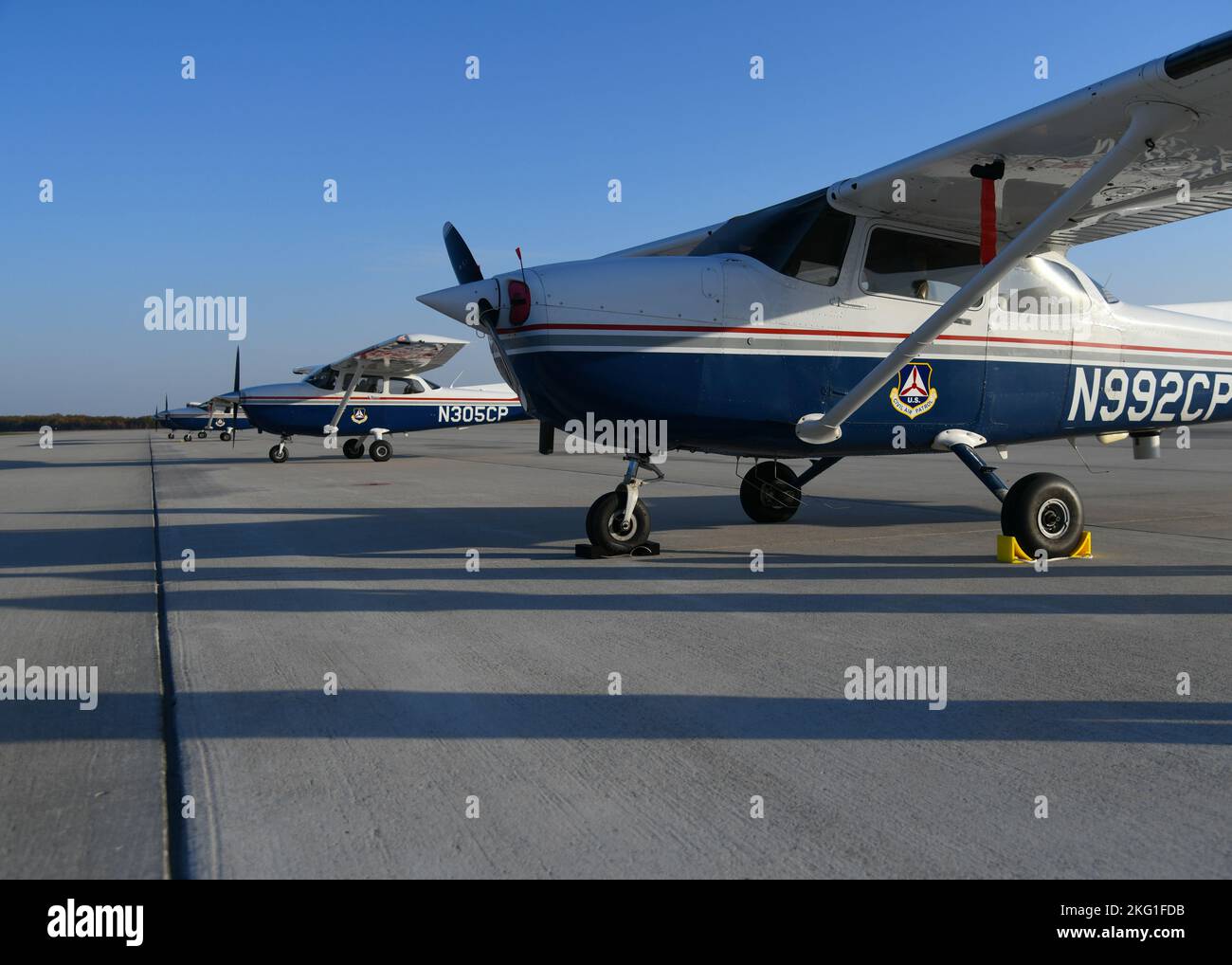 Michigan Wing Civil Air Patrol Cessna 172 Skyhawks sit on the ...