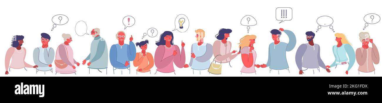 People thinking and talking, vector flat style design illustration ...