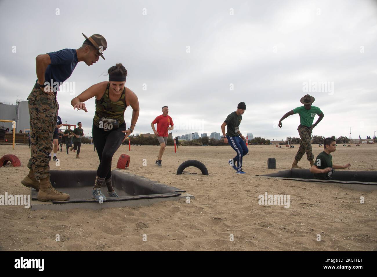 Boot Camp Challenge participants run in a race at Marine Corps Recruit ...