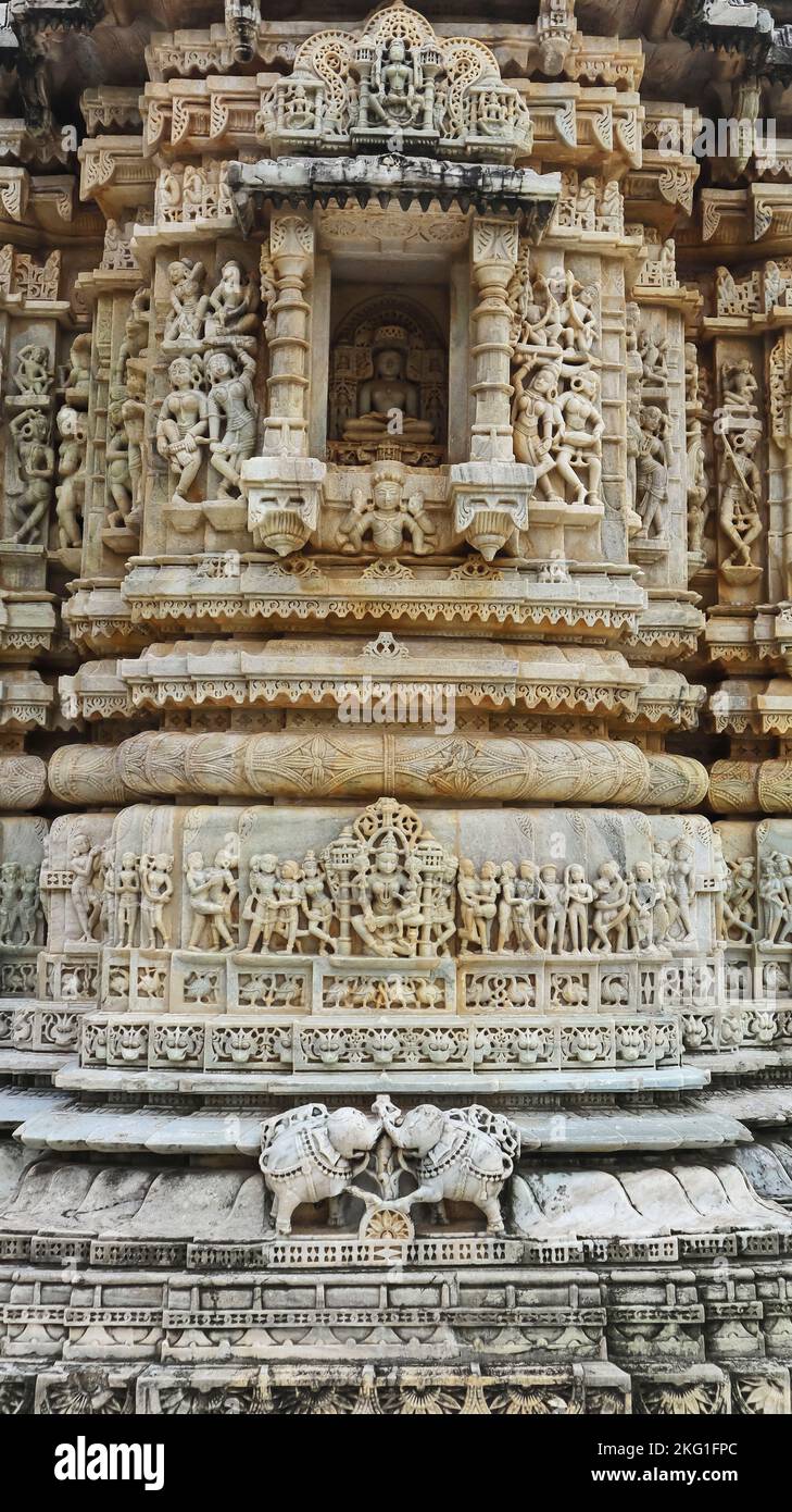 Parshwanath and carved deities, Parshwanath Jain temple, Ranakpur ...