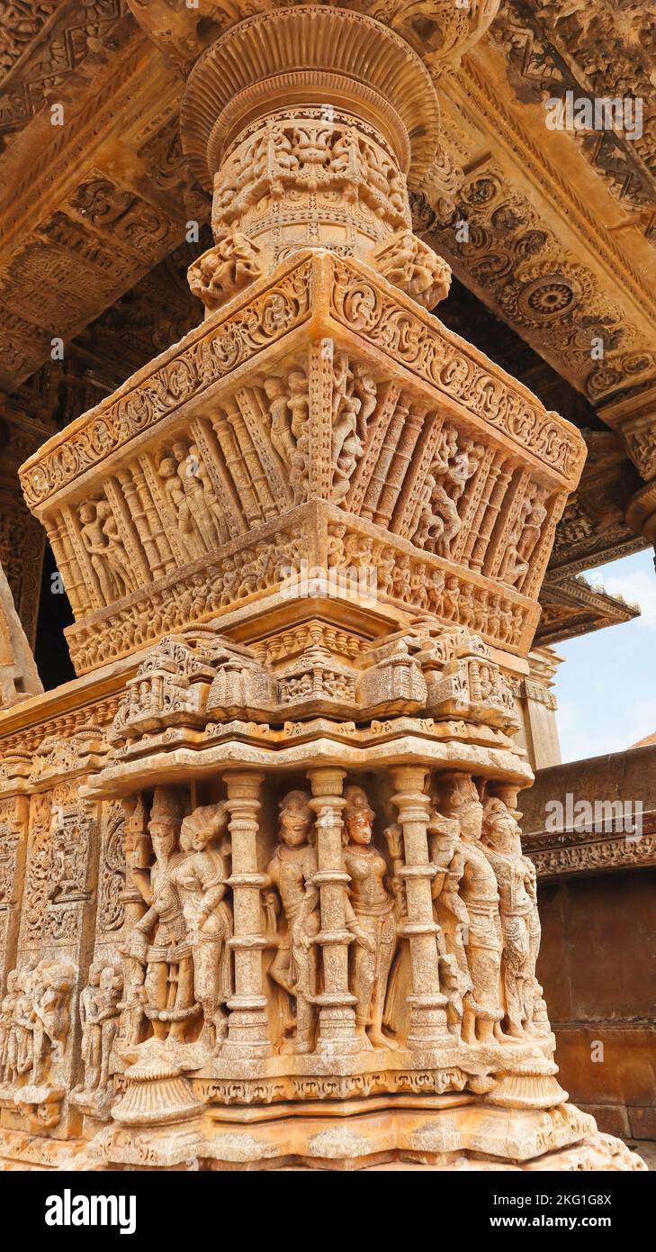 Carved entrance pillars of Sas Bahu or Sahastra Bahu Temple, Nagda ...