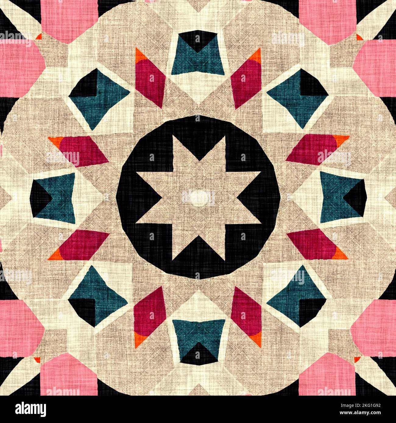 Quilted Americana geo seamless pattern. Cottagecore all over retro ...