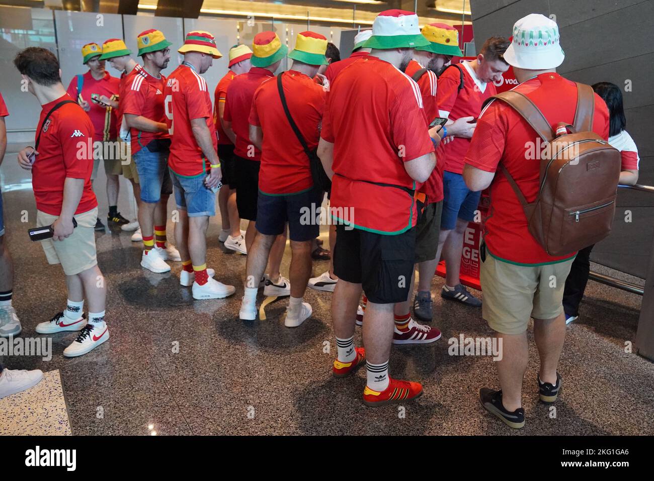 Wales football fans arrive at Hamad International Airport in Doha ...