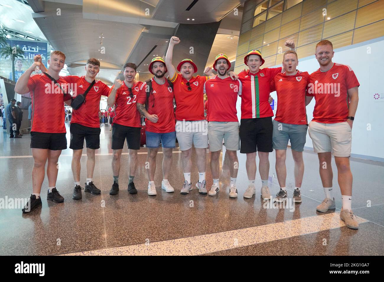 Wales football fans arrive at Hamad International Airport in Doha ...
