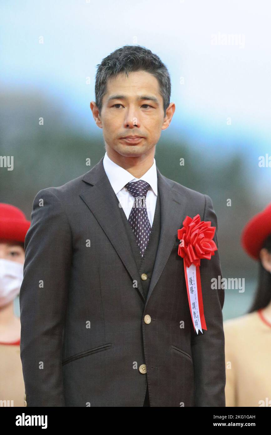 Trainer Mitsumasa Nakauchida won the Mile Championship at Hanshin Racecourse in Hyogo, Japan ...