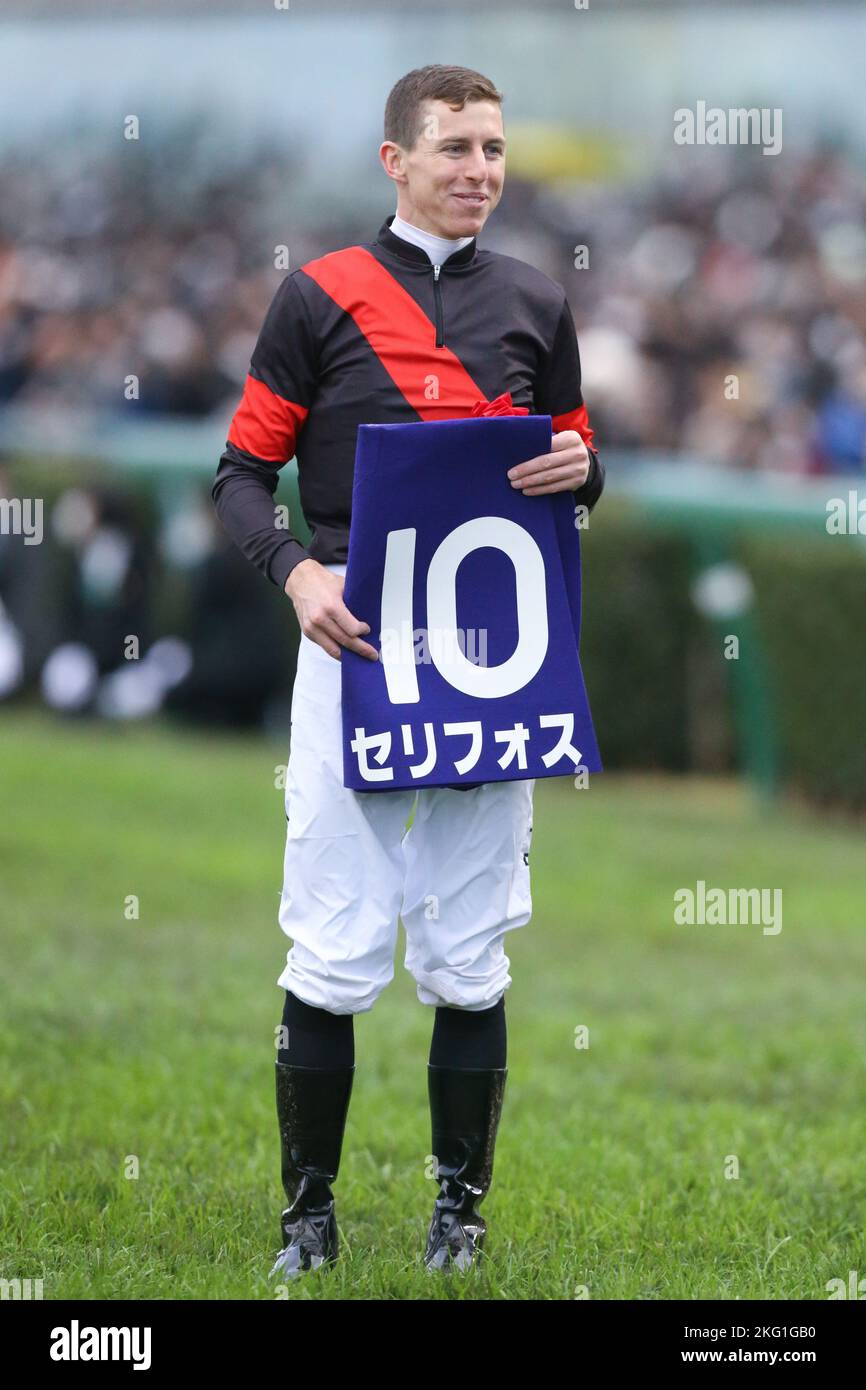 Jockey Damian Lane won the Mile Championship at Hanshin Racecourse in ...