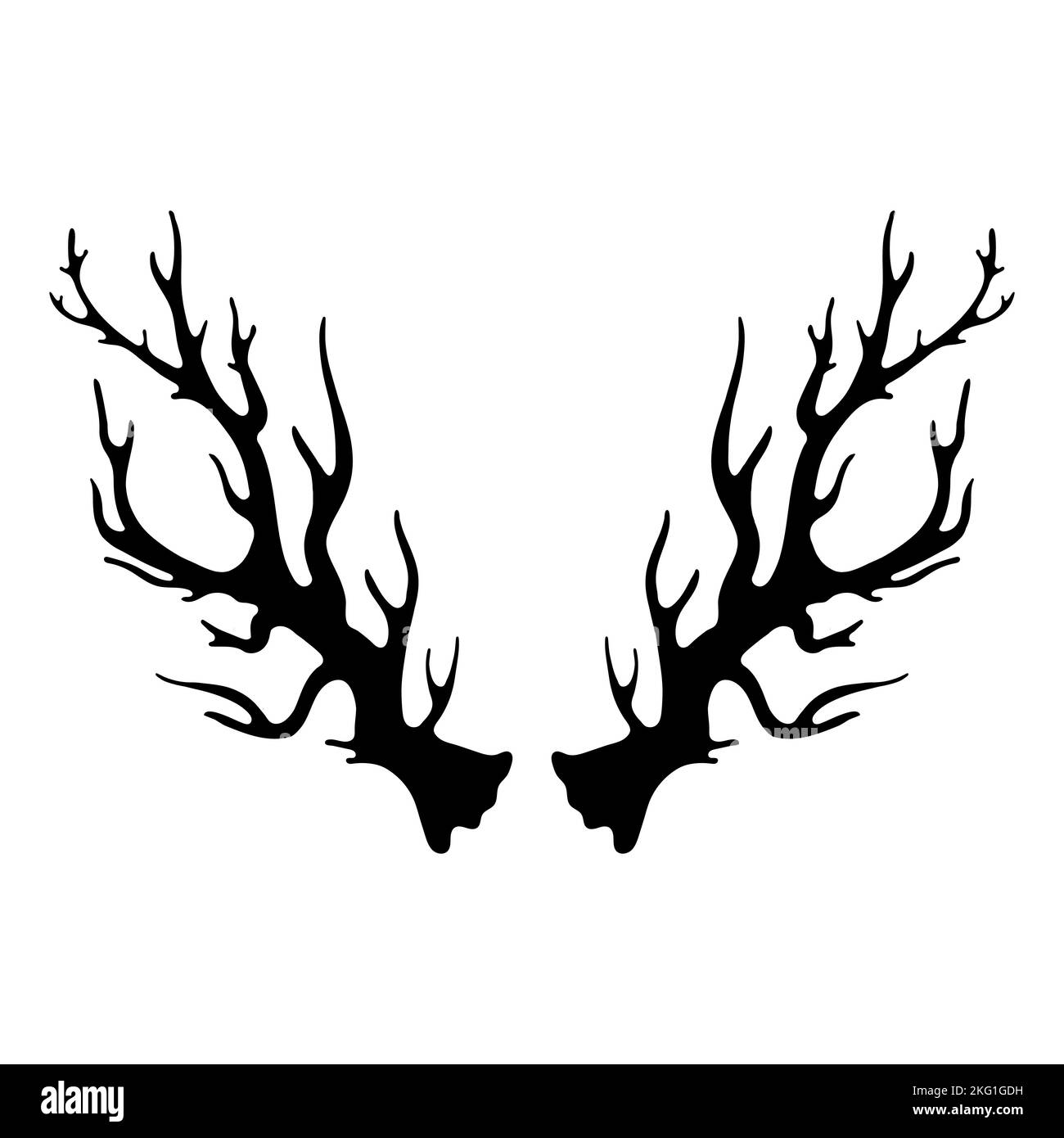 illustration with animal horns silhouettes isolated on white background ...