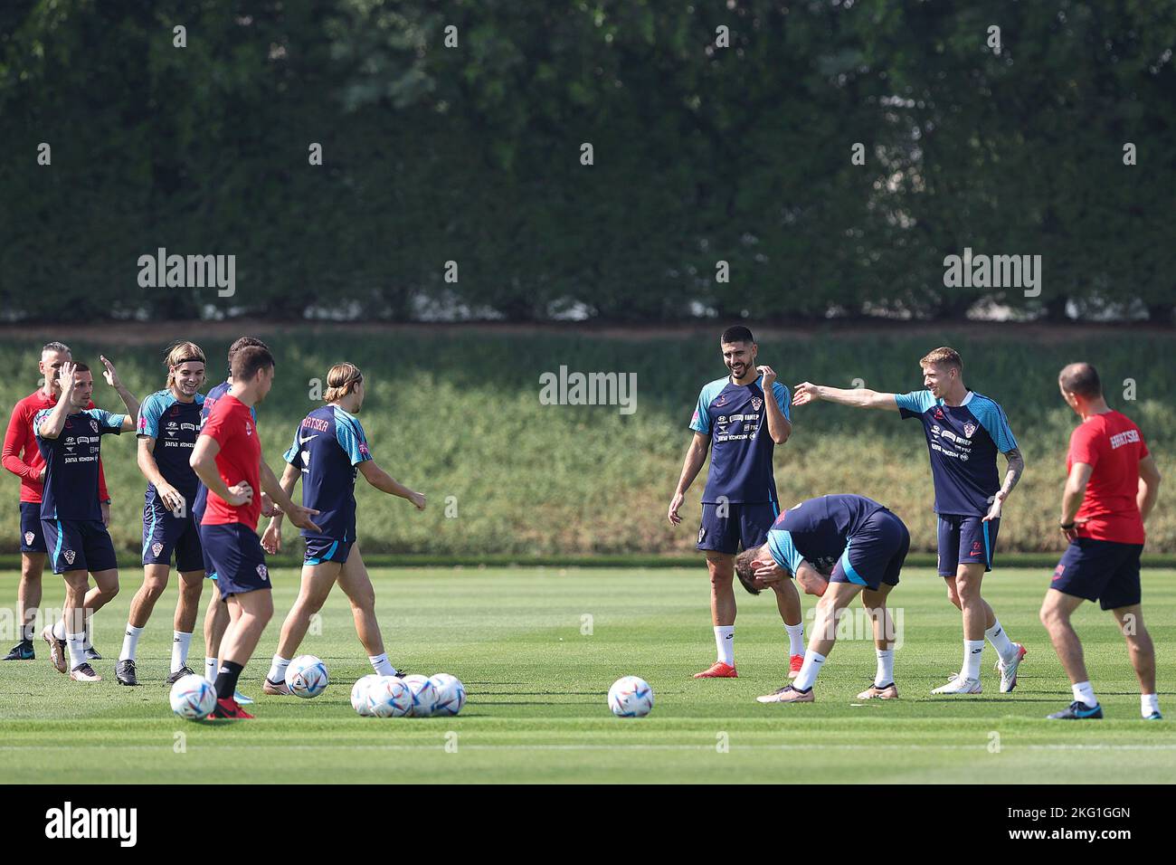 Doha, Qatar. 21st Nov, 2022. Players of Croatia during Croatia training ...