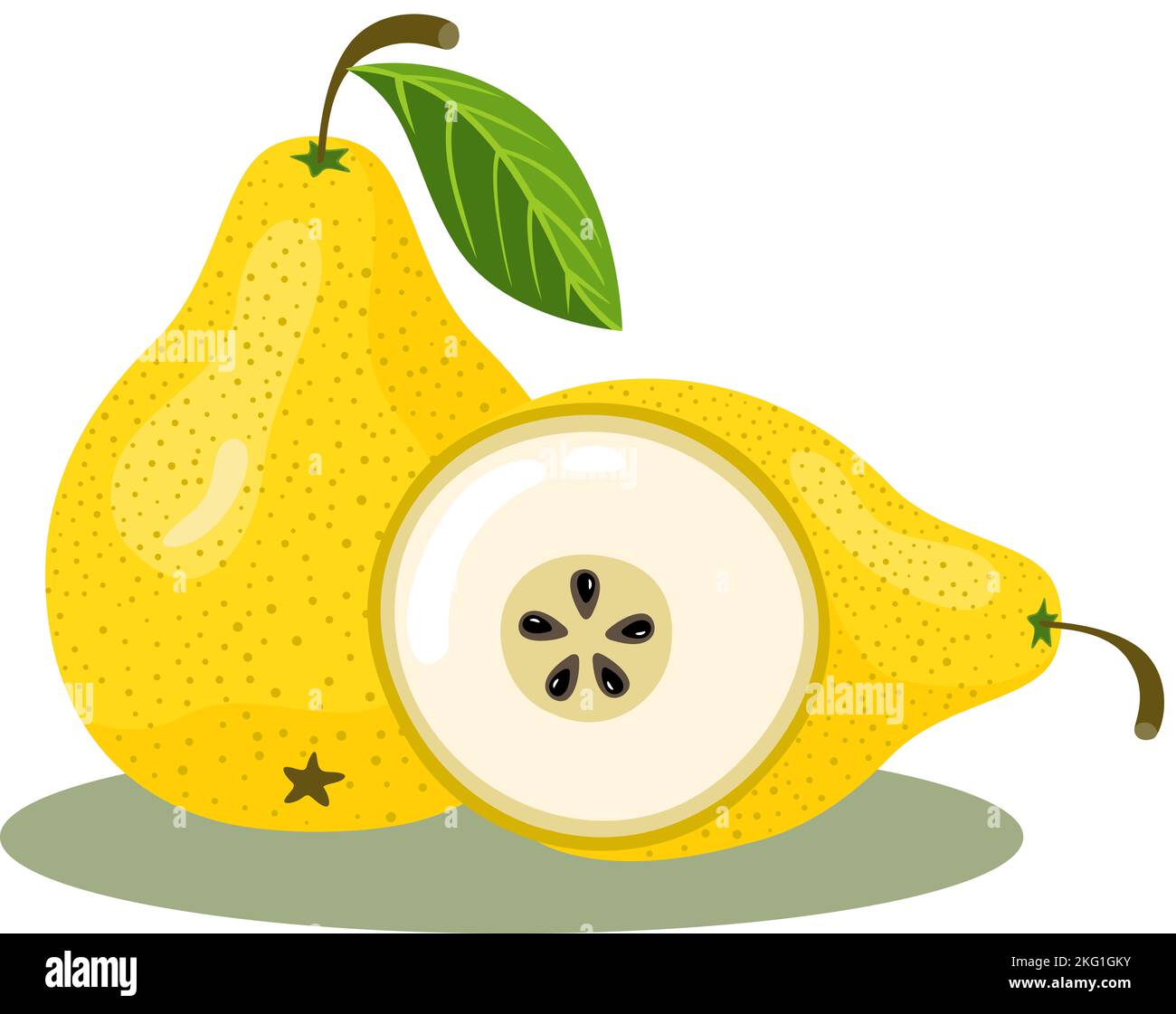 Whole and half yellow pear Stock Photo - Alamy