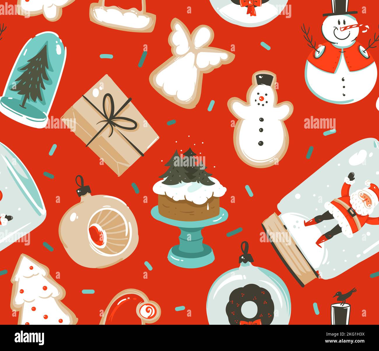 Hand drawn vector abstract fun stock flat Merry Christmas,and Happy New ...