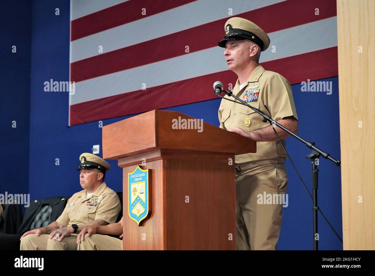 Command Master Chief Jeff Hogan, installation CMC, addresses the chief ...
