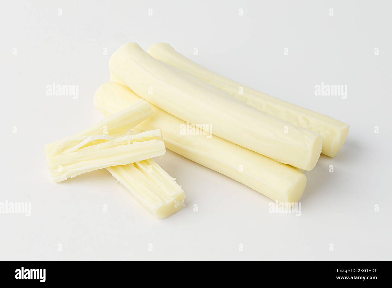 cheese, string cheese isolated on white background Stock Photo - Alamy