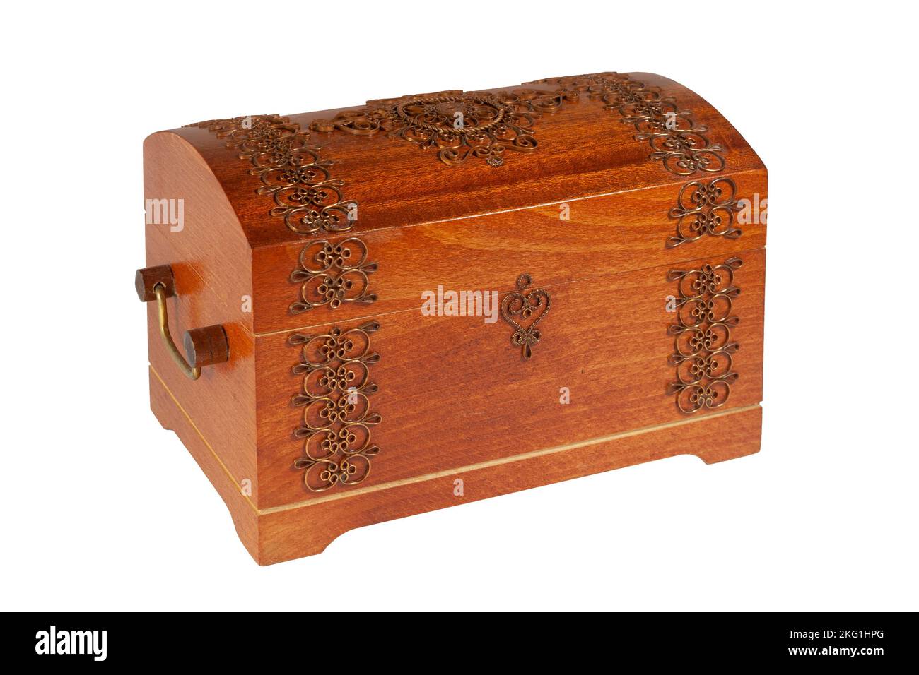 Wooden Chest Handmade Floral Jewelry. isolated on white background ...