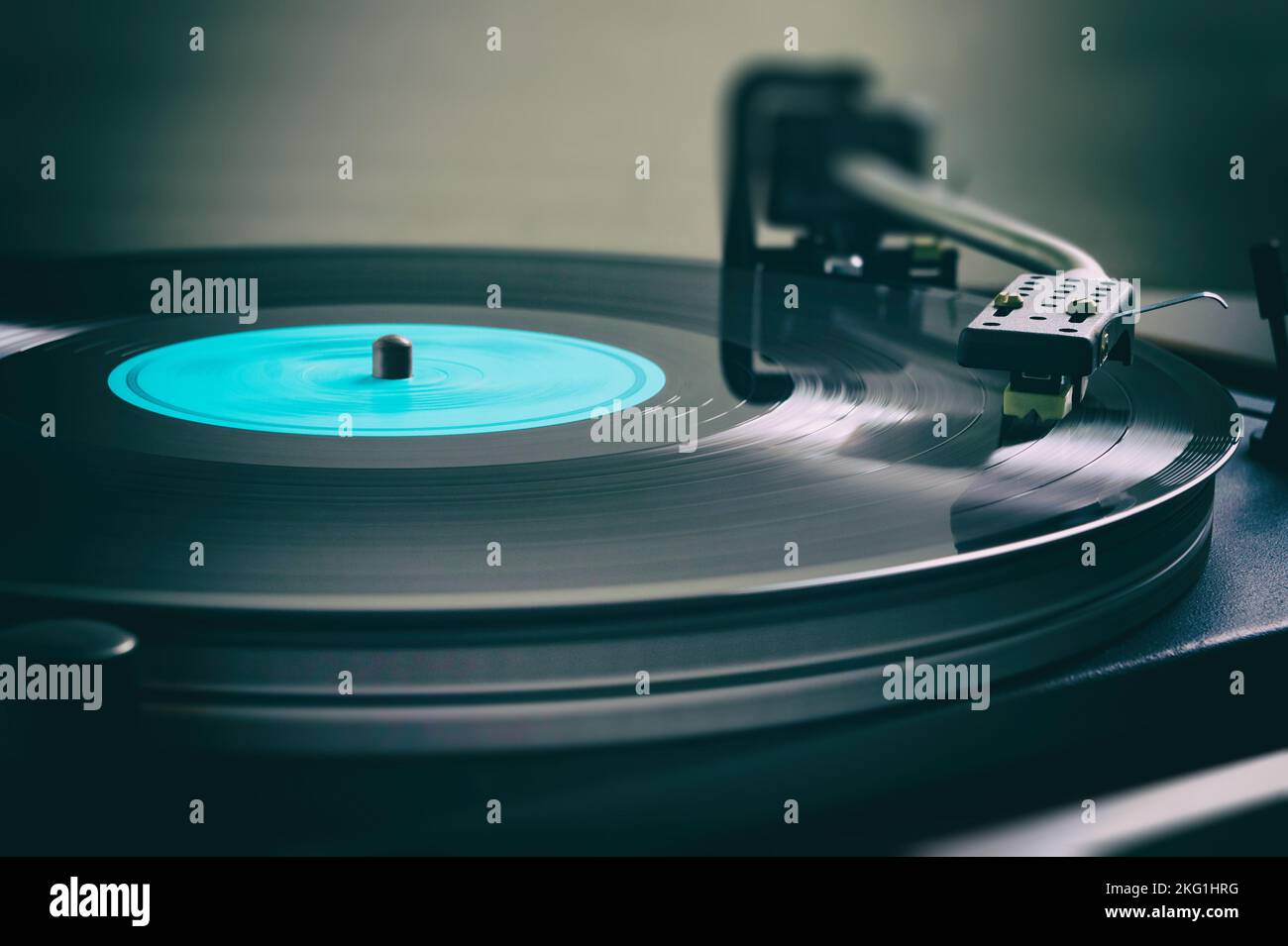 Record player, vinyl turntable record player, while playing the record ...