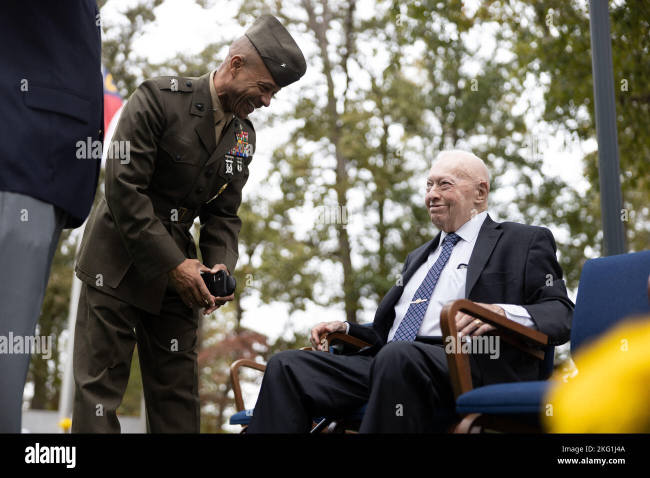 U.S. Marine Corps Brig. Gen. Calvert Worth Jr, left, the commanding ...
