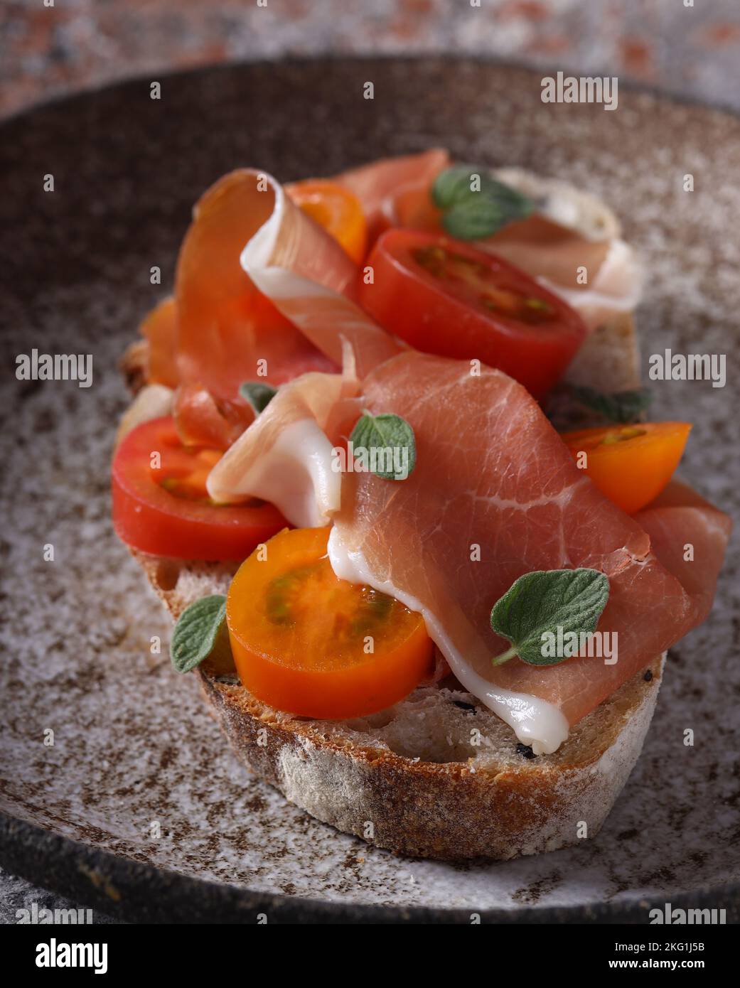 appetizer lunch bruschetta healthy food Stock Photo - Alamy