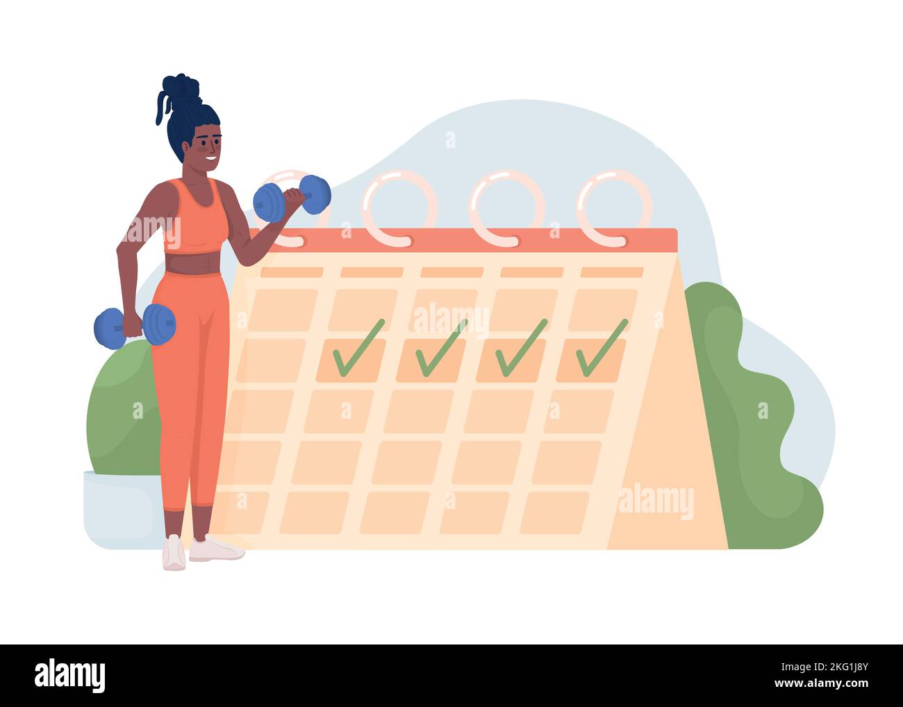 Regular training schedule 2D vector isolated illustration Stock Vector ...