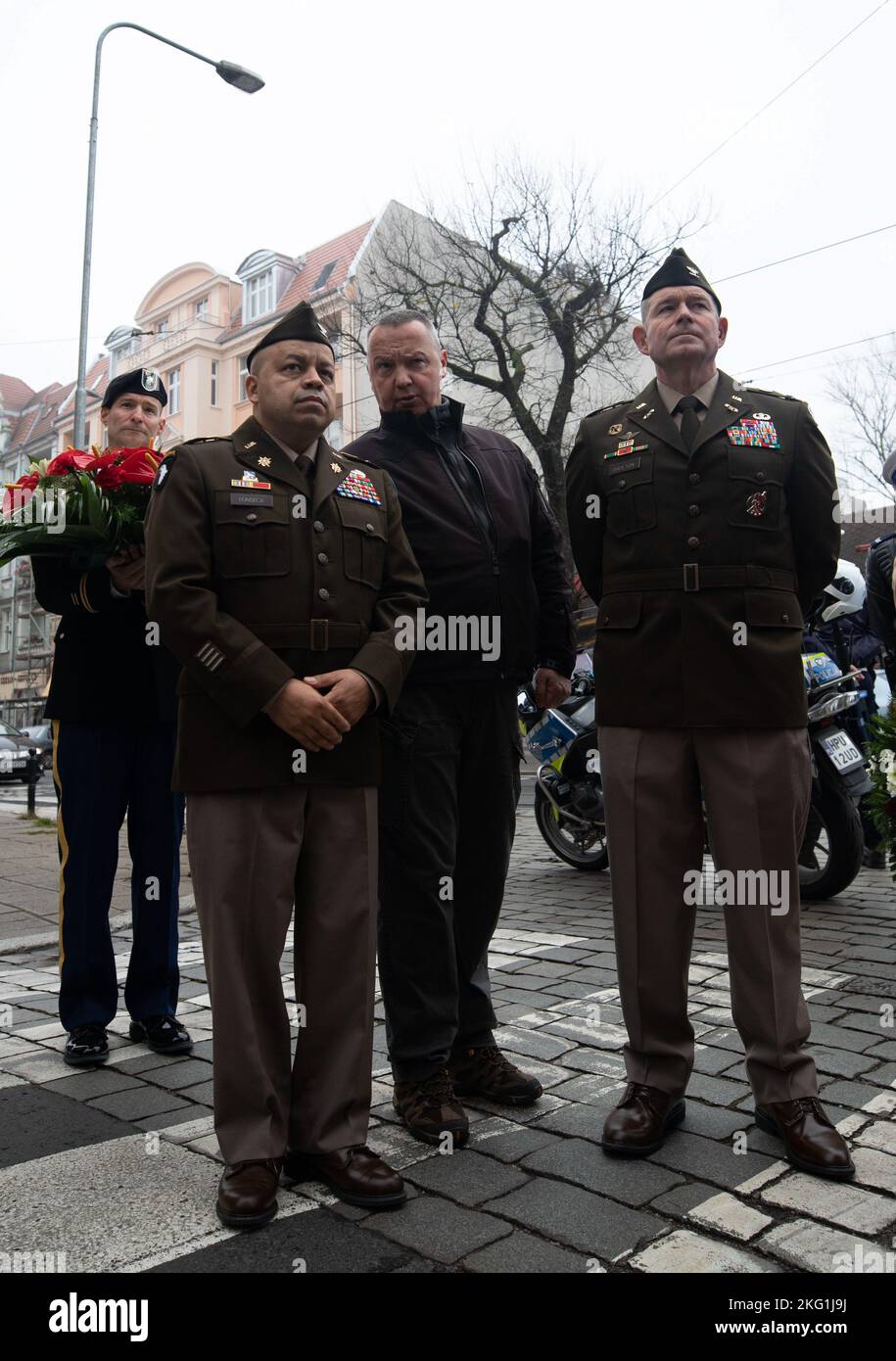 U.S. Army Area Support Group Poland Commander Col. Jorge Fonseca, left ...