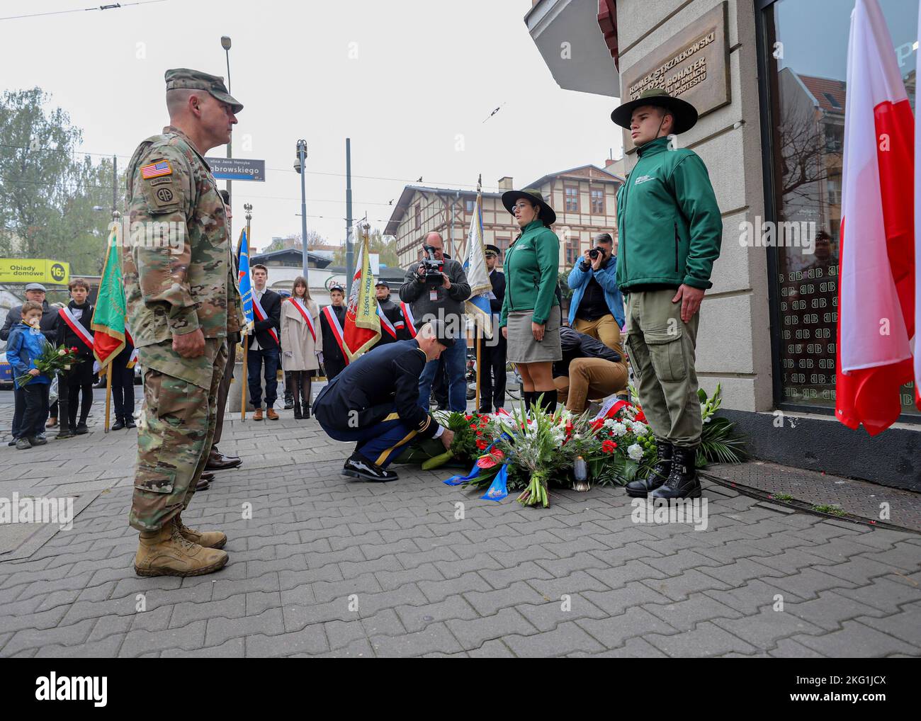 V Corps Civil Affairs Planning Chief Lt. Col. Kenyon Eyman lays a ...