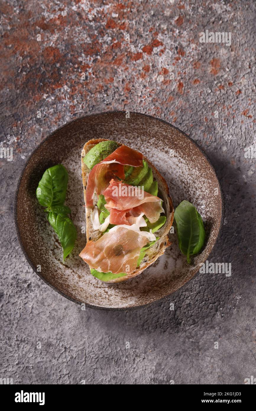 appetizer lunch bruschetta healthy food Stock Photo - Alamy
