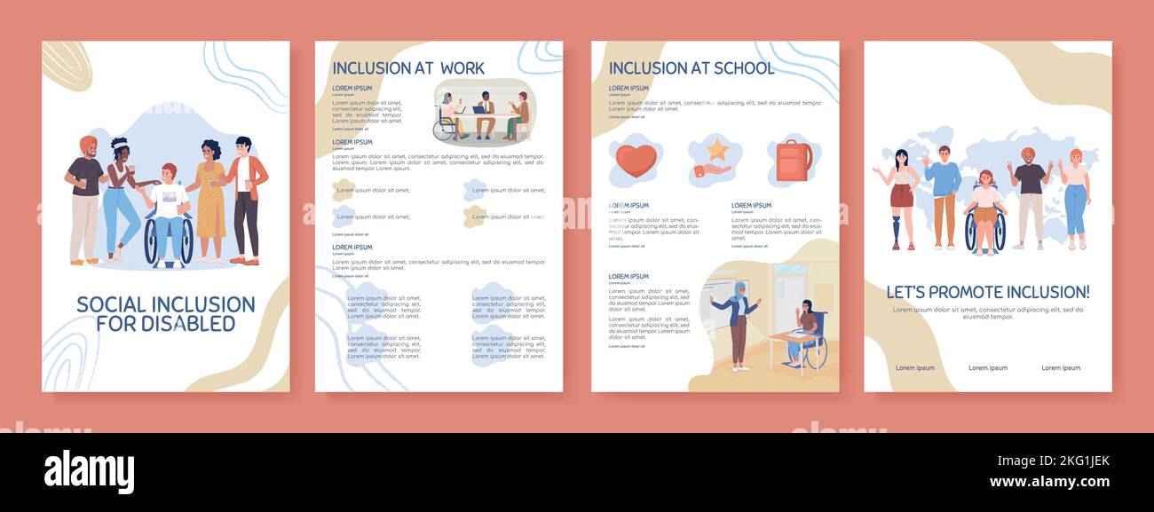 Social inclusion for disabled flat vector brochure template Stock ...