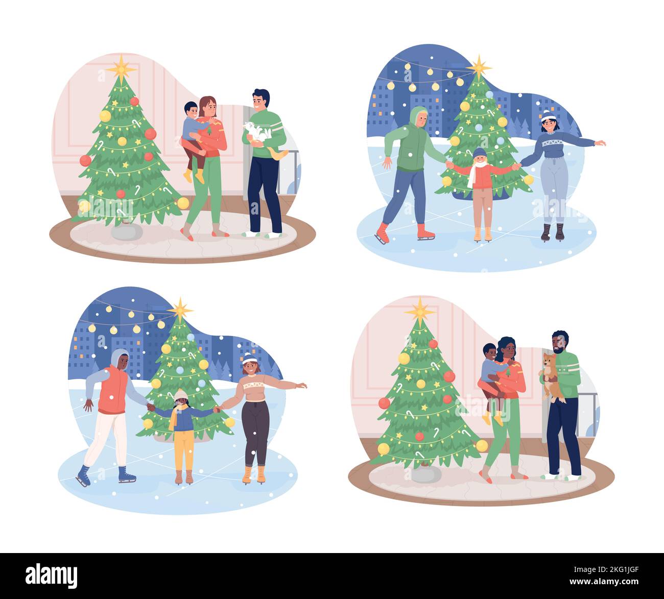 Family celebration 2D vector isolated illustrations set Stock Vector ...